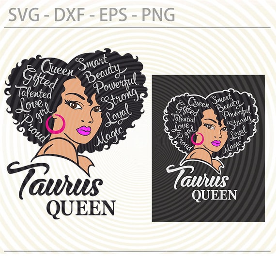Taurus Afro Queen Zodiac SVG Black Girl Lady Woman Diva | Etsy
