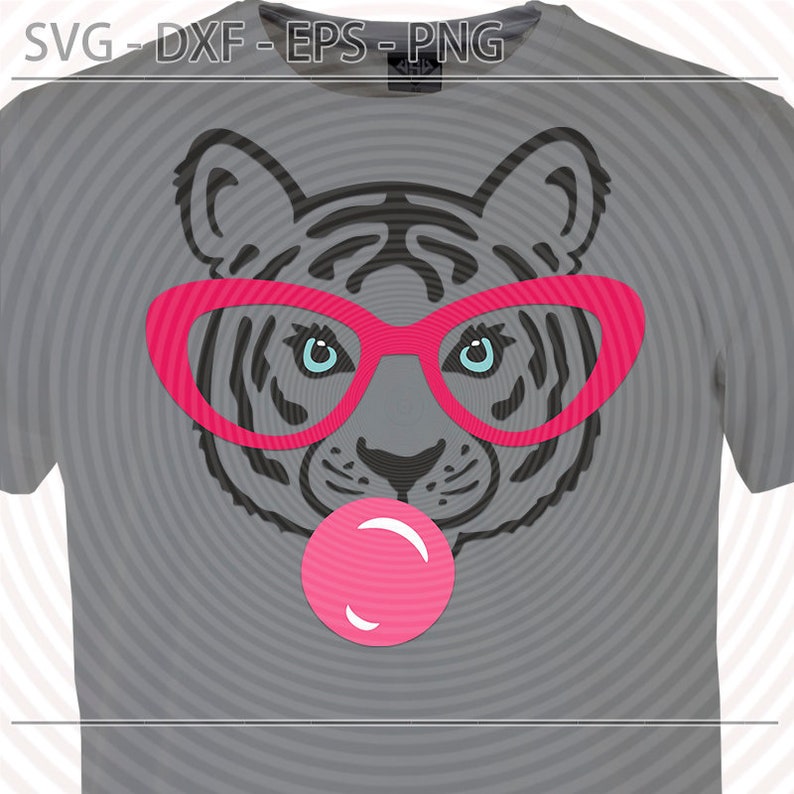 Tiger Head Face With Eyeglasses SVG Cut File Funny Tiger | Etsy