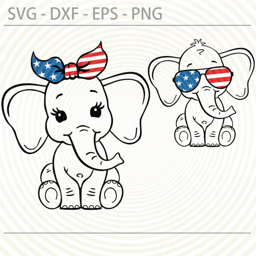 July 4th Elephant SVG, Patriotic Baby Elephant Svg Cut File, Fourth of ...