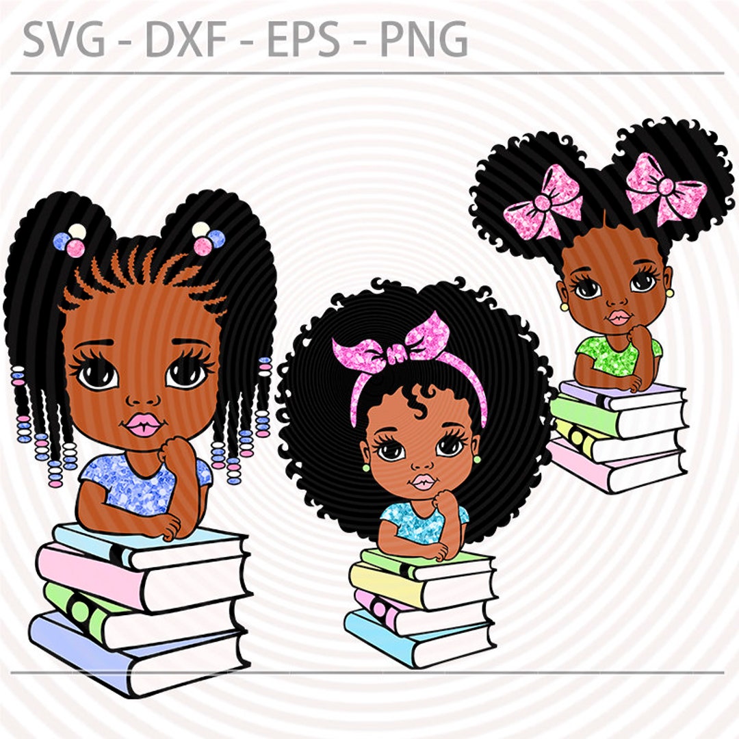 Afro Princess SVG Bundle, Black Girl Clipart, Back to School Cut Files ...