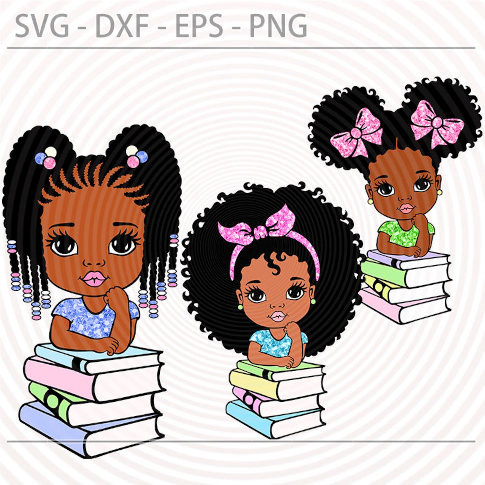 Afro Princess SVG Bundle, Black Girl Clipart, Back to School Cut Files ...