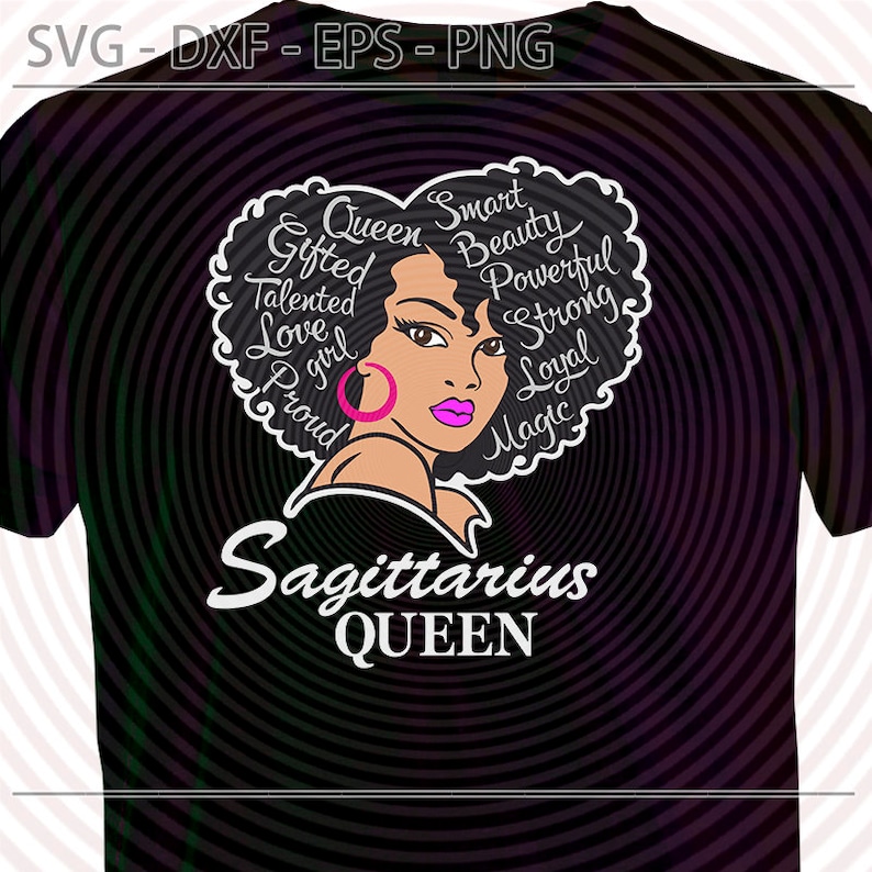 Sagittarius Afro Queen Zodiac SVG Png, Black Girl Lady Woman Diva ...