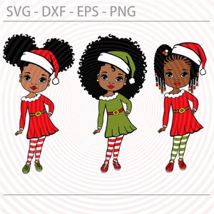 Christmas Peekaboo Girl Bundle, Afro Princess in a Santa Hat Svg, Cute ...