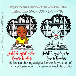 Book Girl Svg, Afro Lady Woman Library Svg, Black Girl Book Lover Svg ...