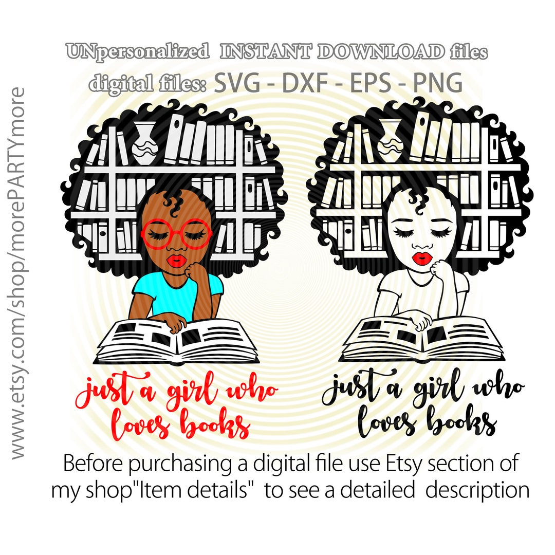 Book Girl Svg, Afro Lady Woman Library Svg, Black Girl Book Lover Svg ...