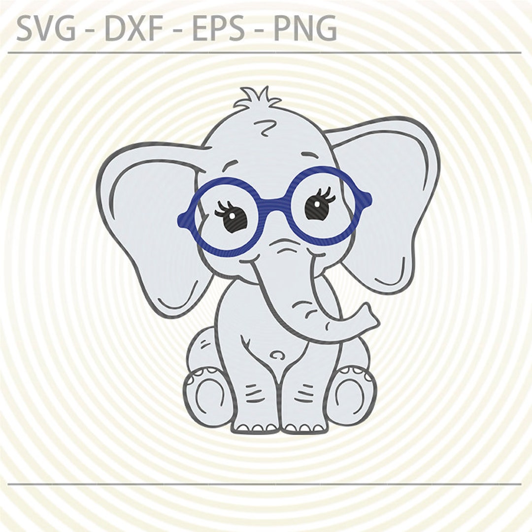 Elephant With Nerd Glasses Svg, Cute Funny Safary Animal Svg, Cut File ...