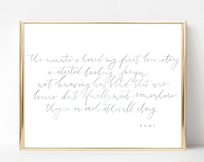 Rumi Poem Watercolor Calligraphy Print Rumi Quote Modern Calligraphy ...