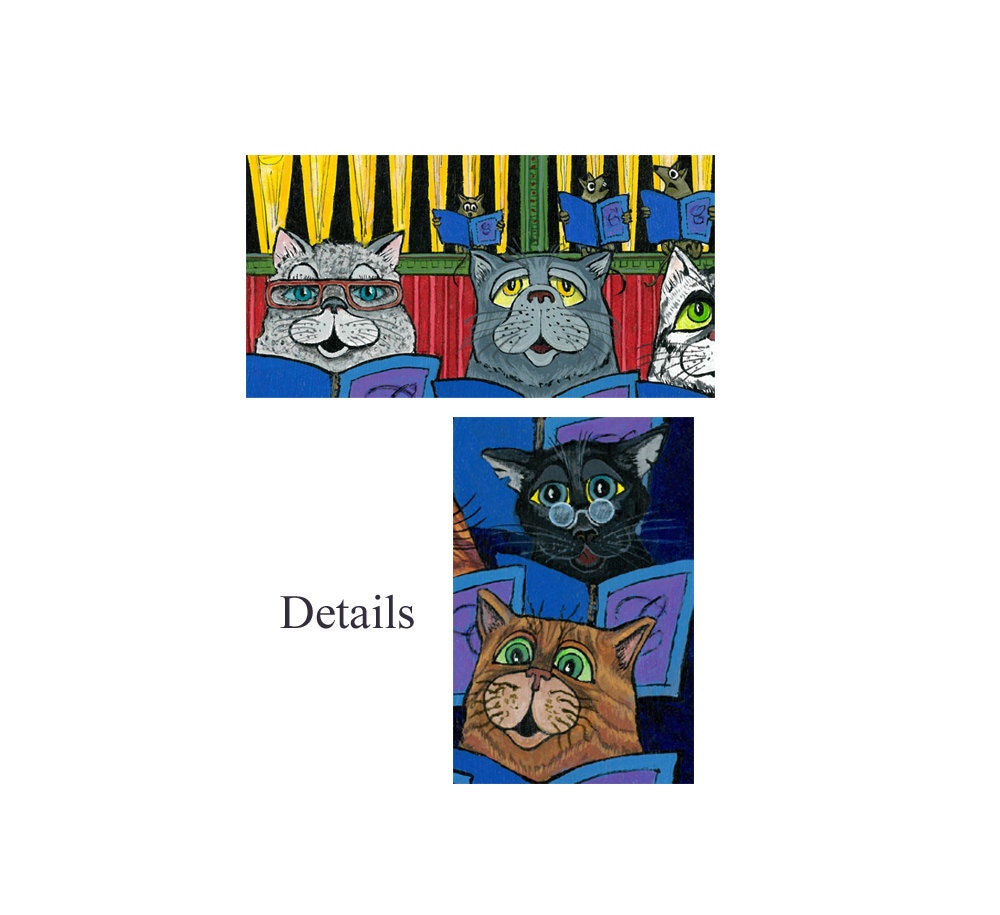 Choir Cats - Memory | Art Print | Whimsical Cat Vocalists Singing in a ...