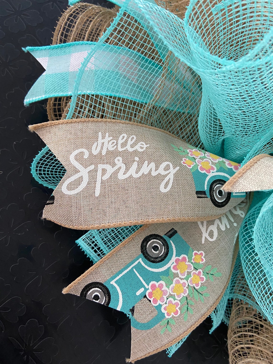 17 Spring Deco Mesh hello Spring Truck Centerpiece / Candle - Etsy