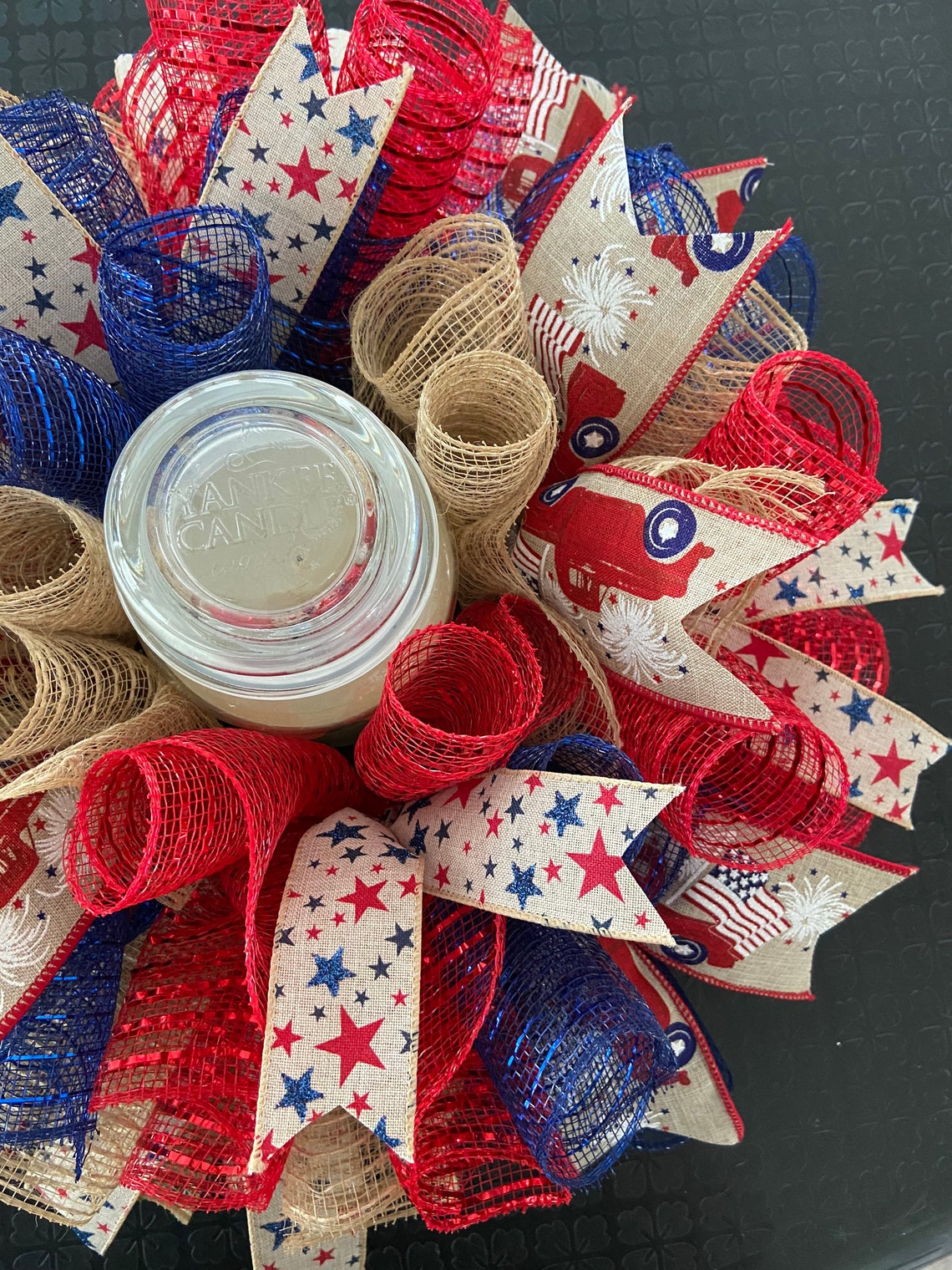 17 Patriotic / 4th of July Deco Mesh Centerpiece / Candle | Etsy