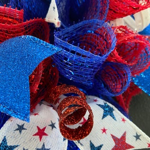 12” Patriotic 4th of July Star Deco Mesh Mini Centerpiece / Candle ...