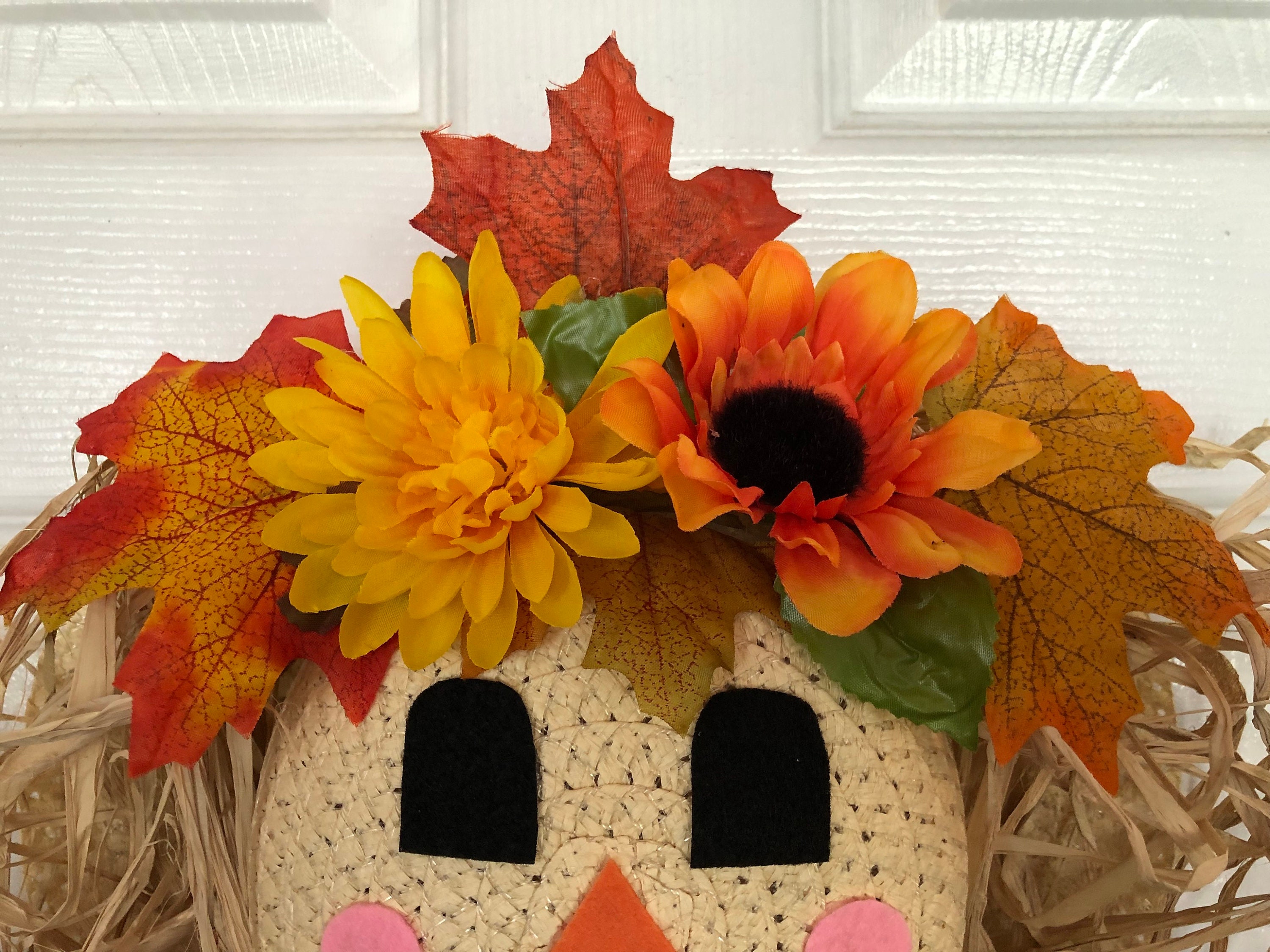 18 X 13 Fall Straw Hat Scarecrow Head Door Hanger - Etsy