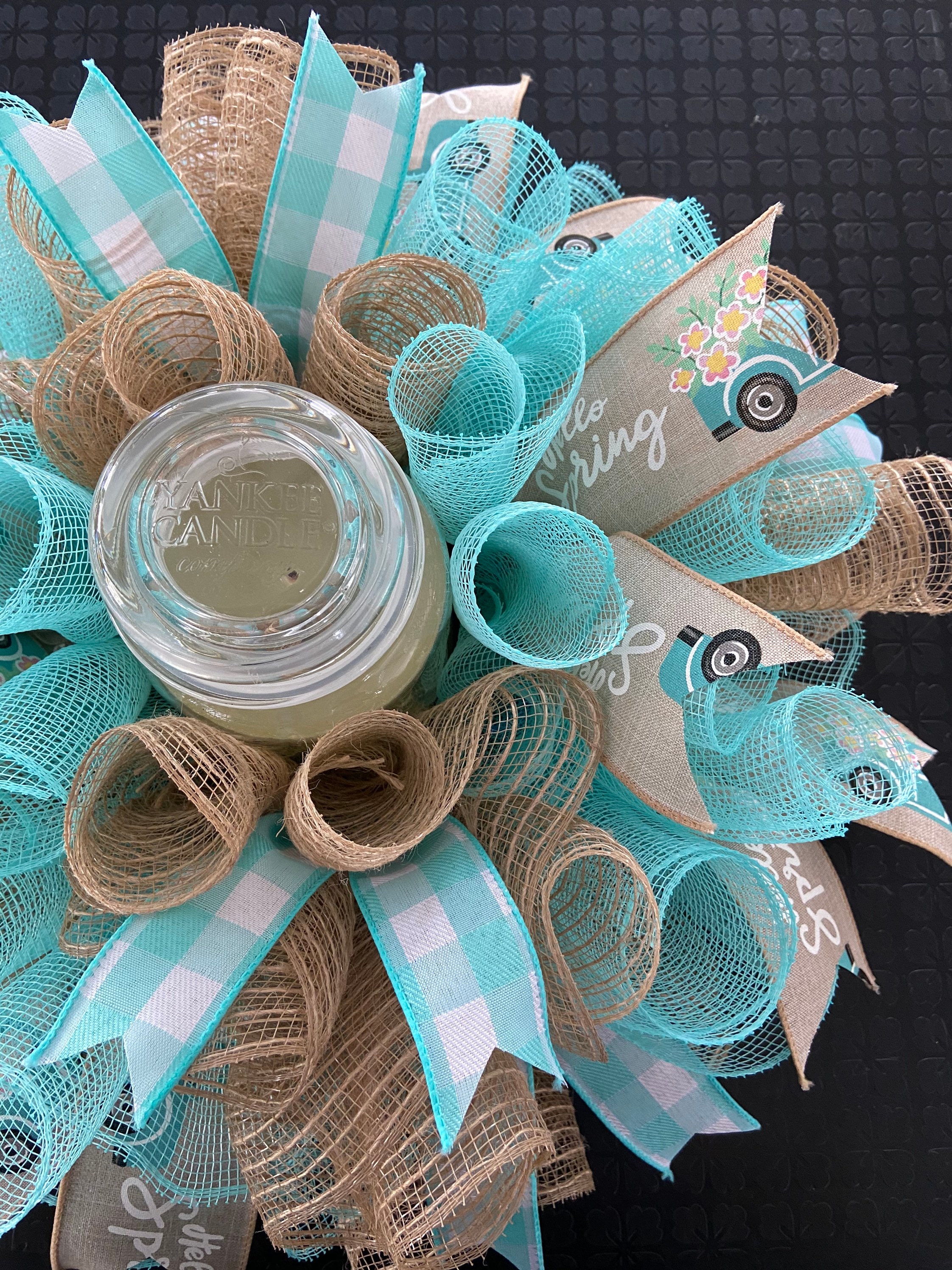 17 Spring Deco Mesh hello Spring Truck Centerpiece / Candle - Etsy