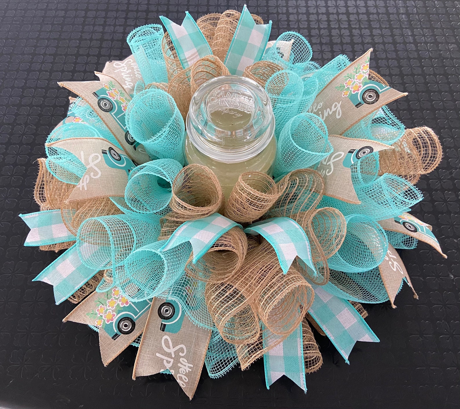 17 Spring Deco Mesh hello Spring Truck Centerpiece / Candle - Etsy