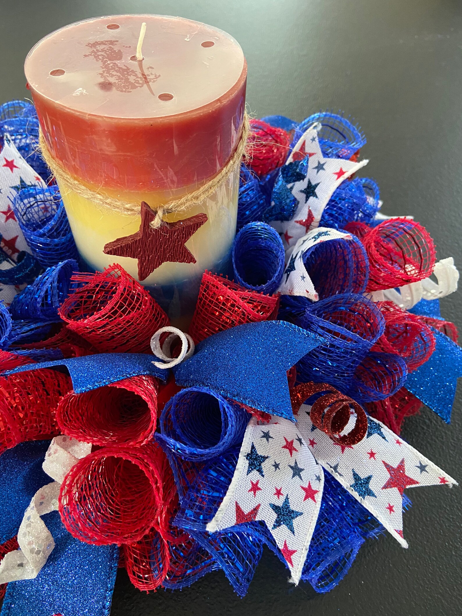 12 Patriotic 4th of July Star Deco Mesh Mini Centerpiece / - Etsy