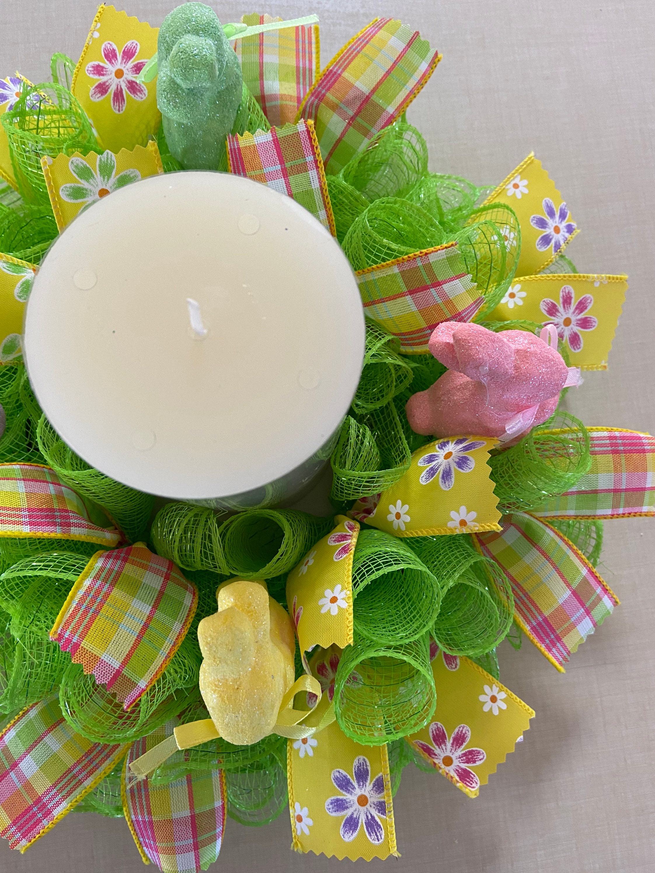 12 Spring Easter Deco Mesh Mini Centerpiece / Candle Holder | Etsy