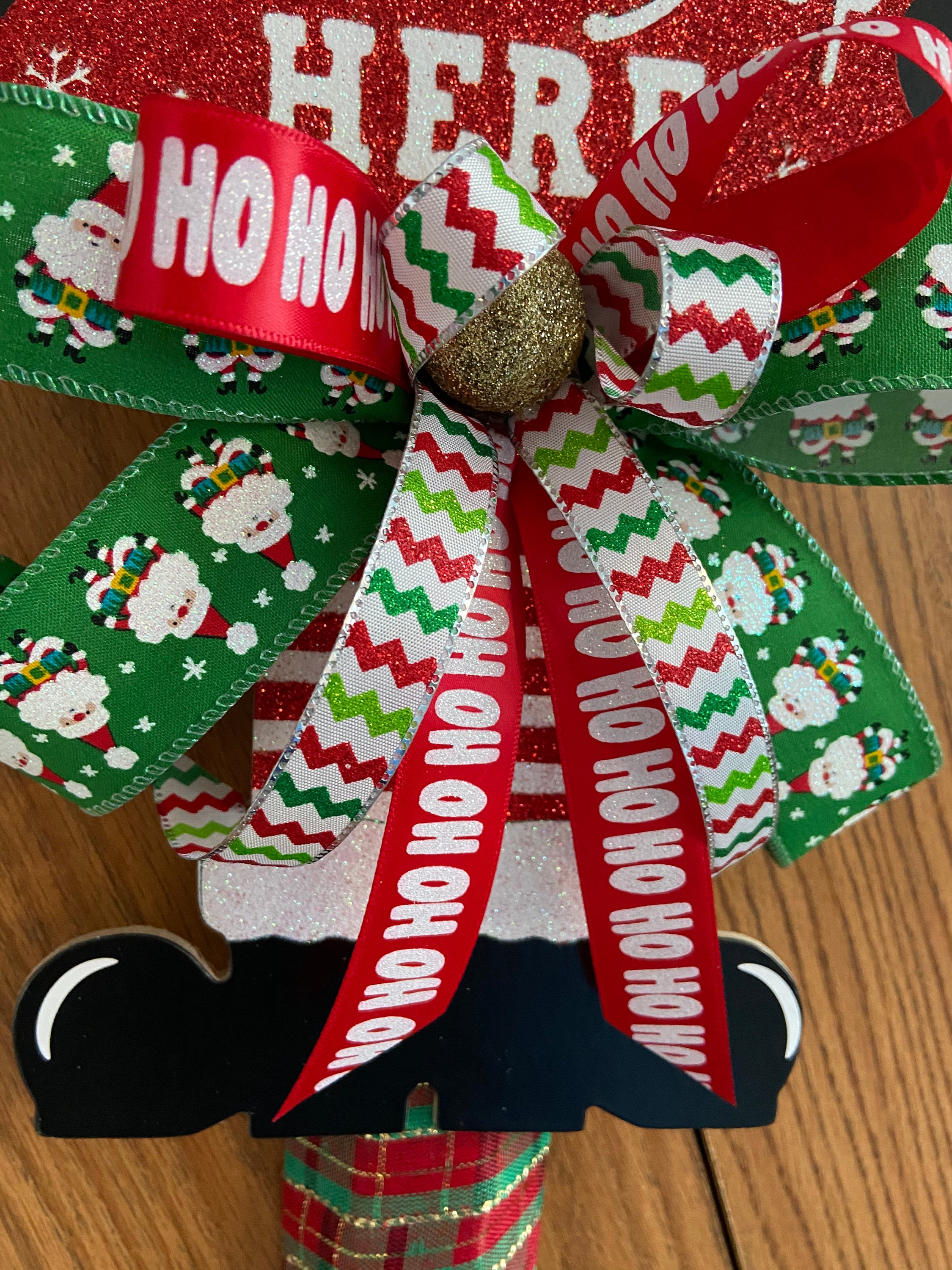 21” X 13” Handmade Candy Cane Door Hanger Wreath With Sign & Bow ...