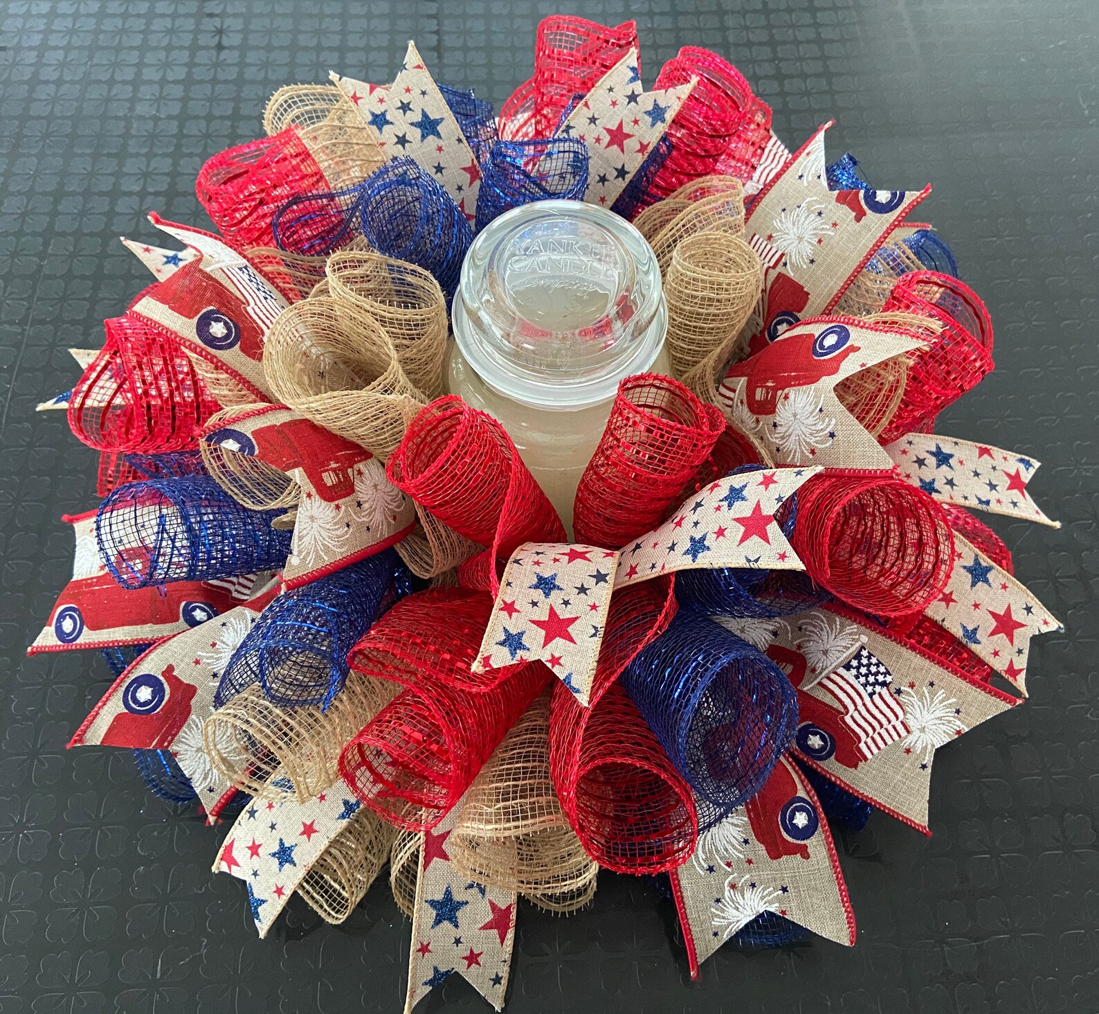 17 Patriotic / 4th of July Deco Mesh Centerpiece / Candle | Etsy