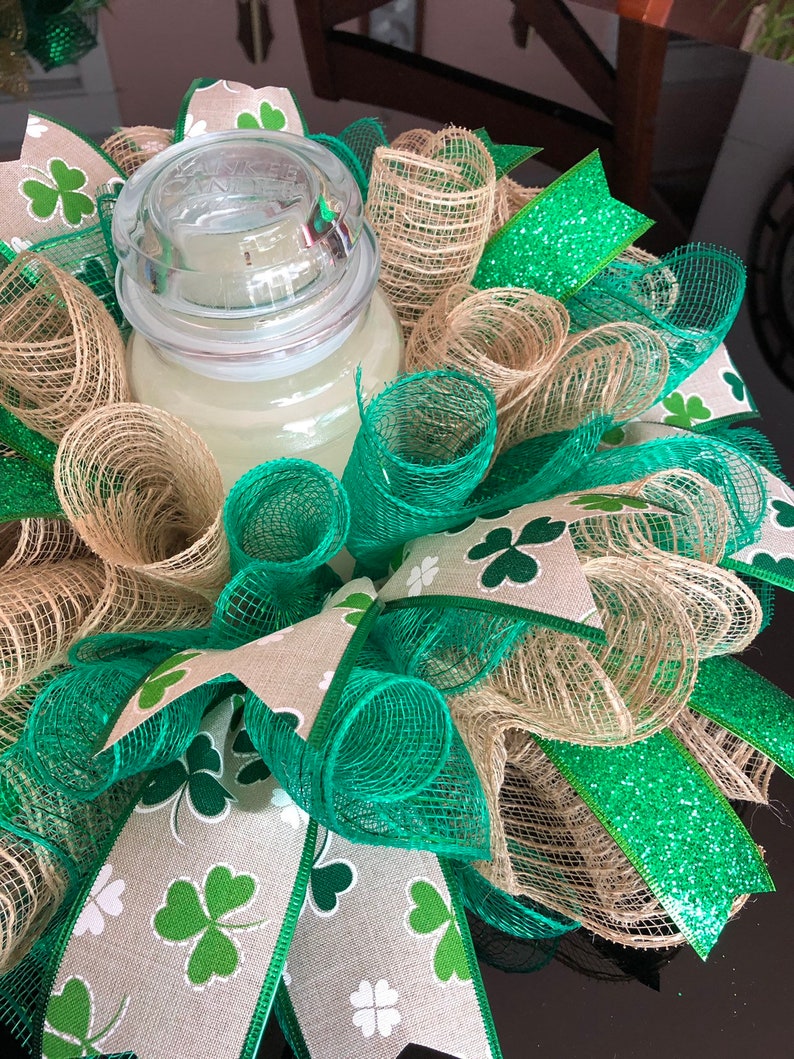 17 St. Patricks Deco Mesh Shamrock Centerpiece/candle - Etsy
