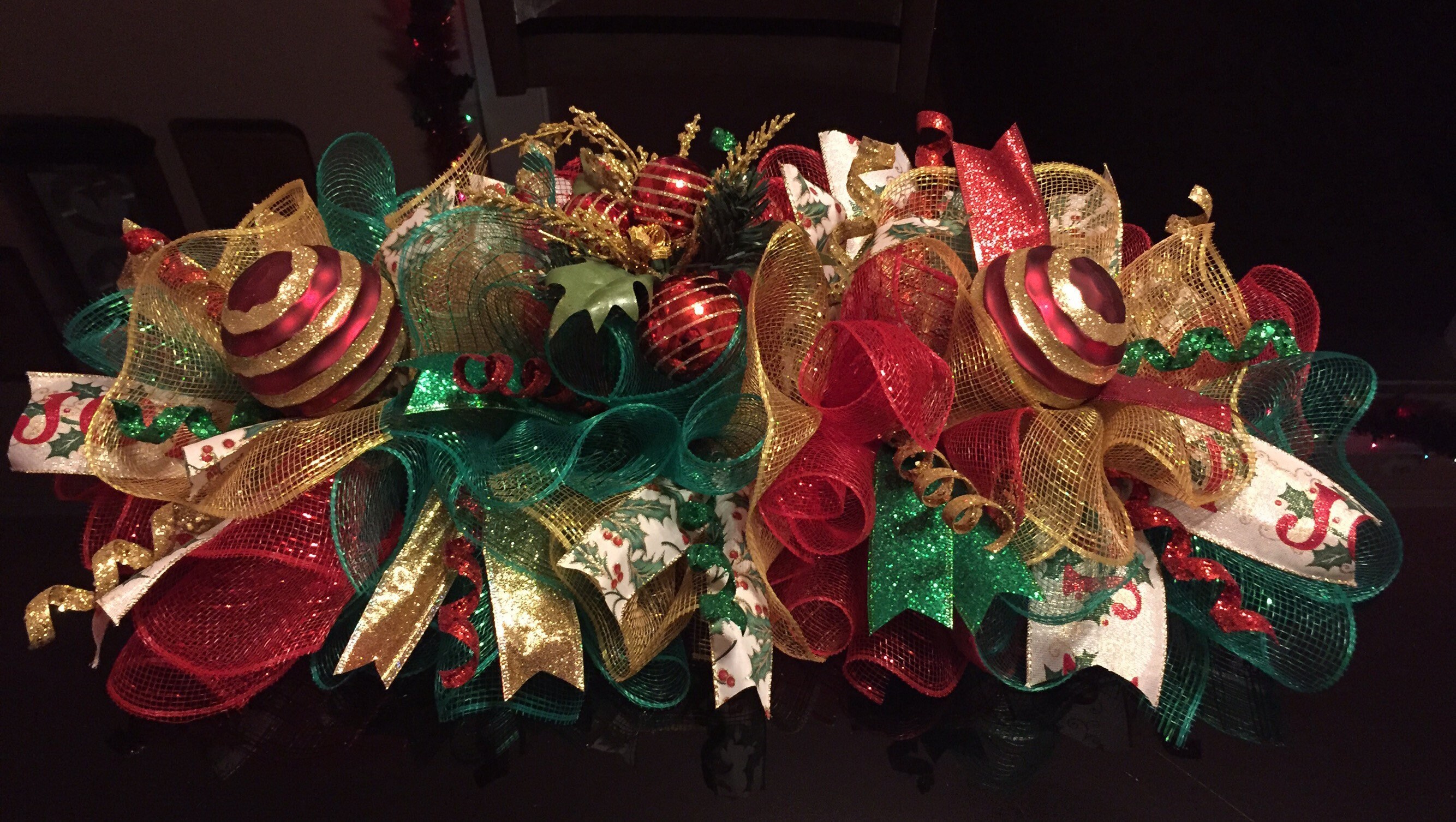 24 Christmas Deco Mesh Long Centerpiece/Table Runner | Etsy