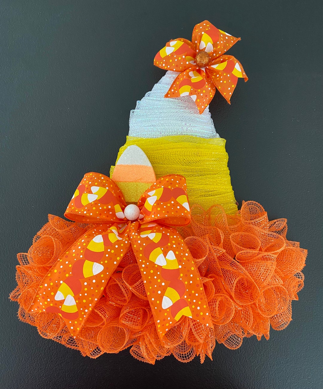 18” X 16” Fall Halloween Deco Mesh Candy Corn Witch Hat Door Hanger ...