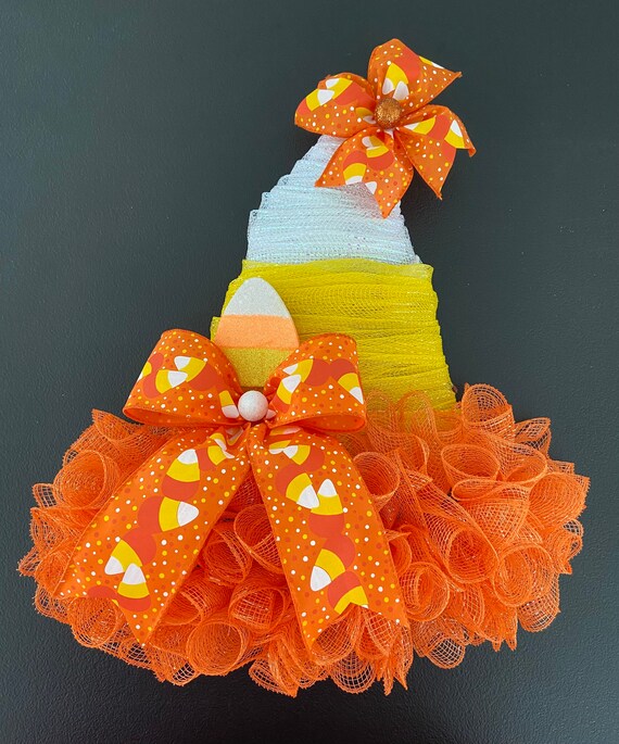 18 X 16 Fall Halloween Deco Mesh Candy Corn Witch Hat Door - Etsy