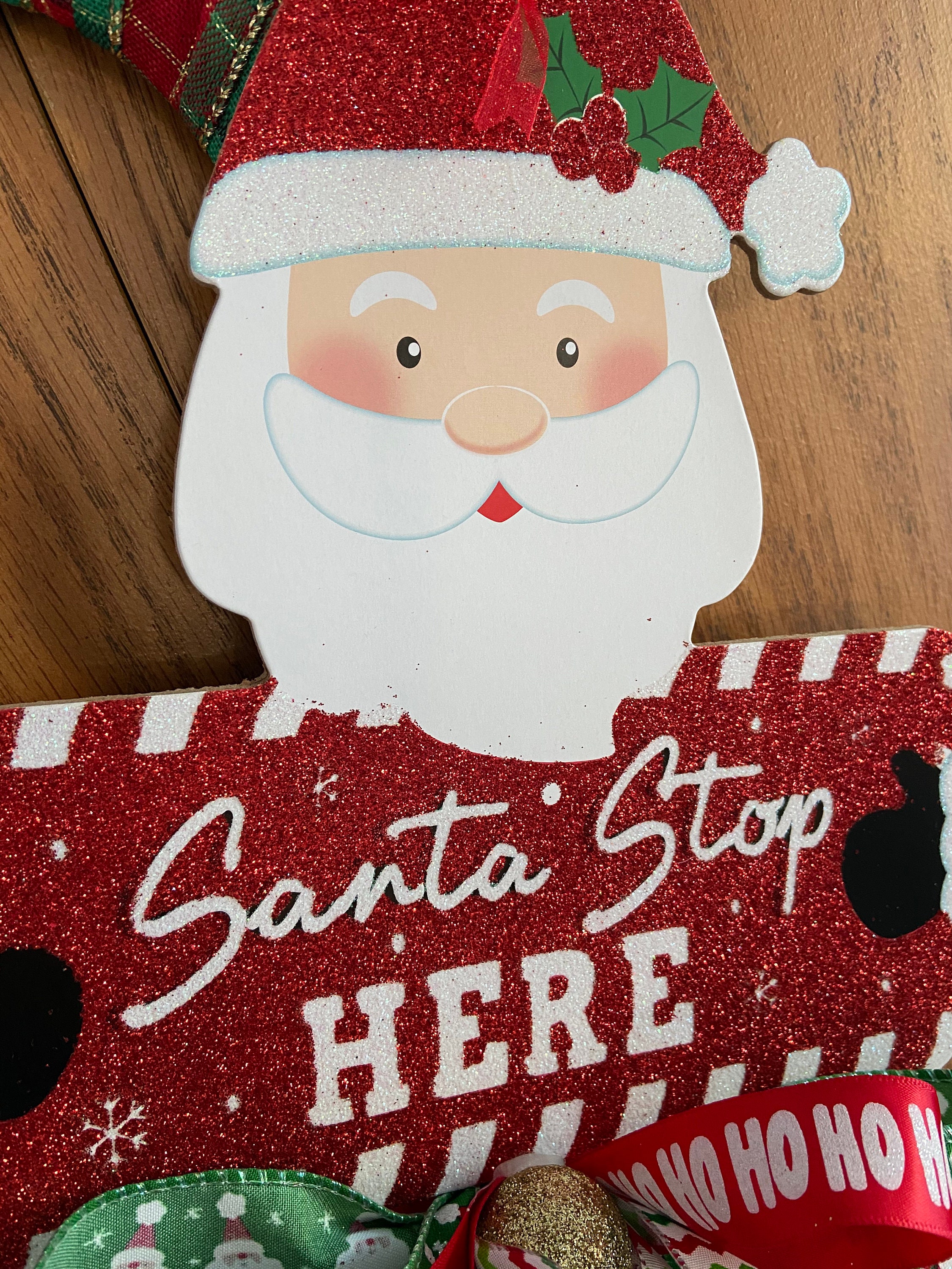 21” X 13” Handmade Candy Cane Door Hanger Wreath With Sign & Bow ...