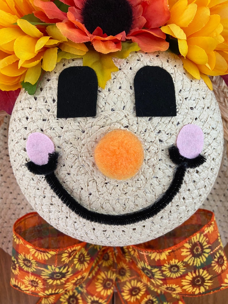 19 X 13 Fall Straw Hat Scarecrow Head W/ Pigtails - Etsy