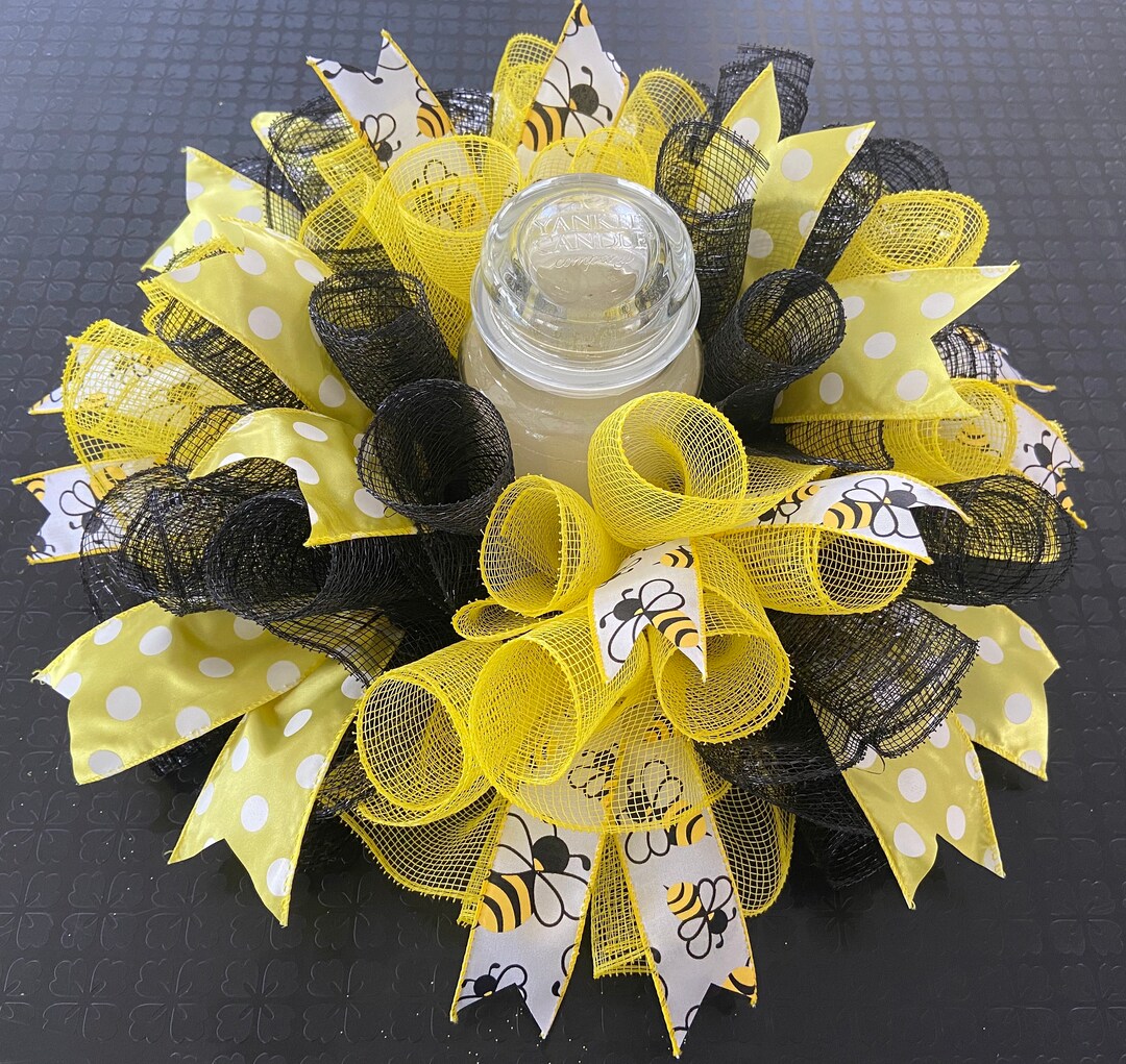 12” or 17" Spring/summer Bumble Bee Centerpiece/candle Holder - Yellow ...
