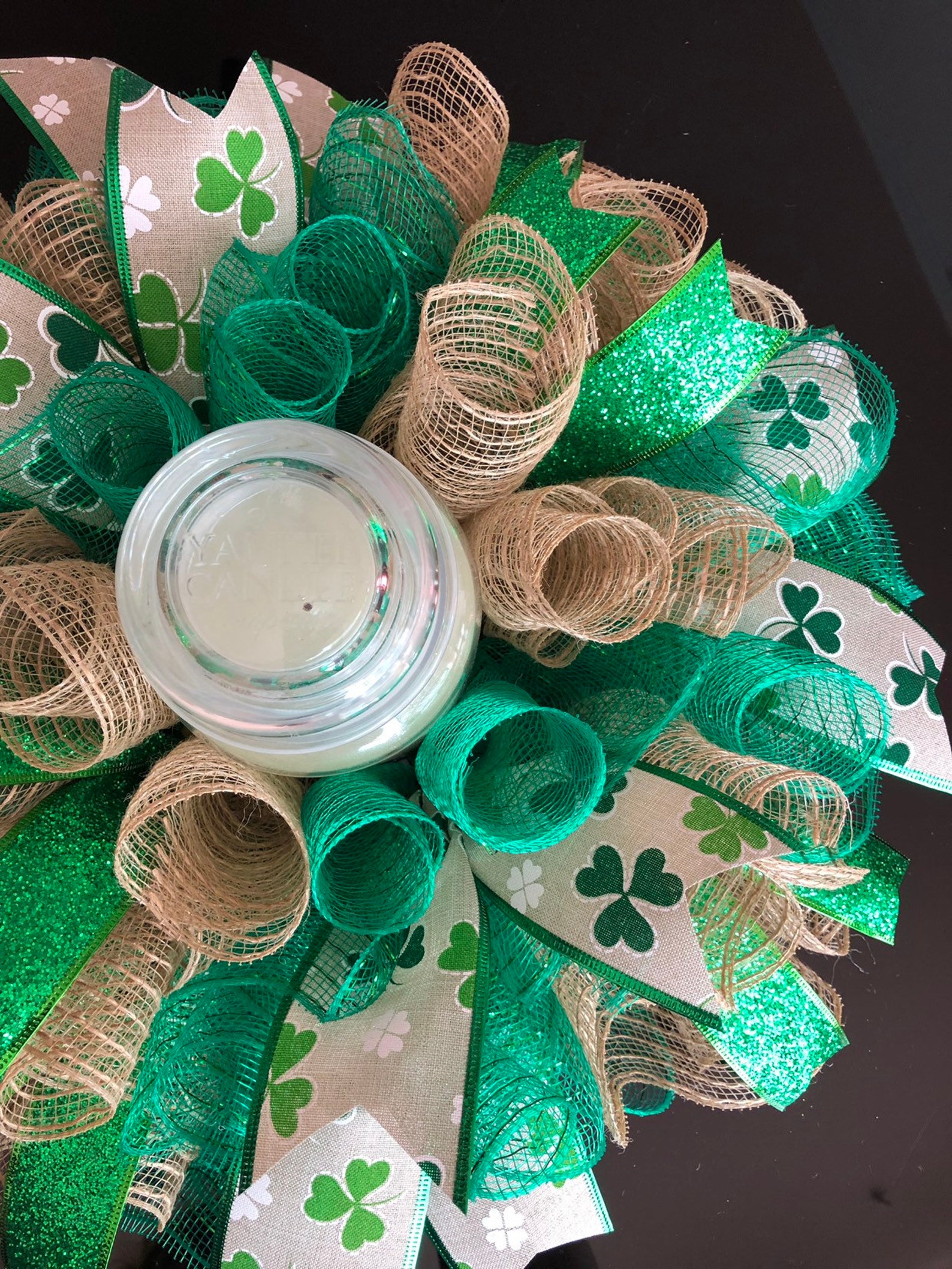 17 St. Patricks Deco Mesh Shamrock Centerpiece/candle - Etsy
