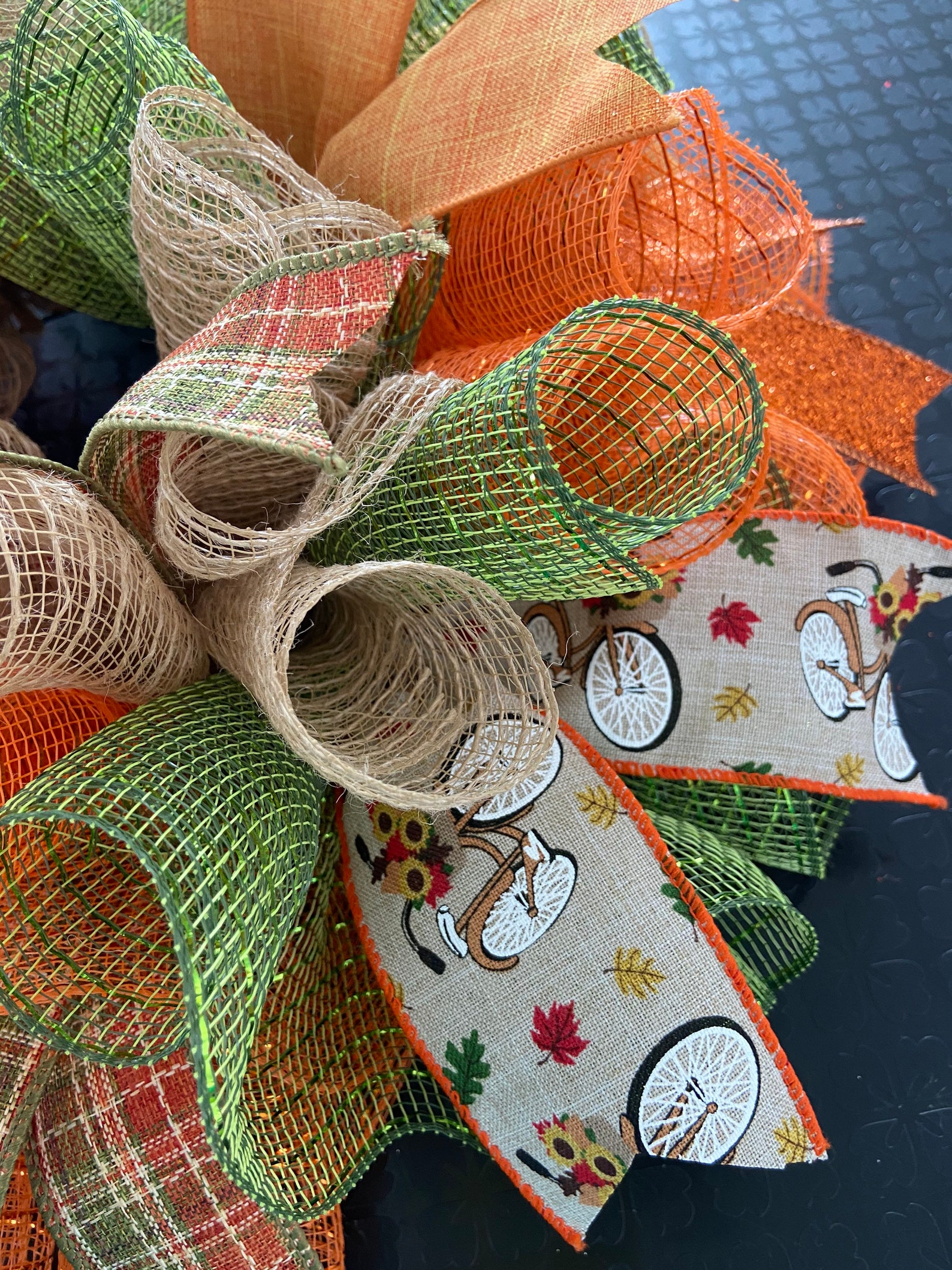17 Fall Deco Mesh Bicycle Centerpiece / Candle Holder | Etsy