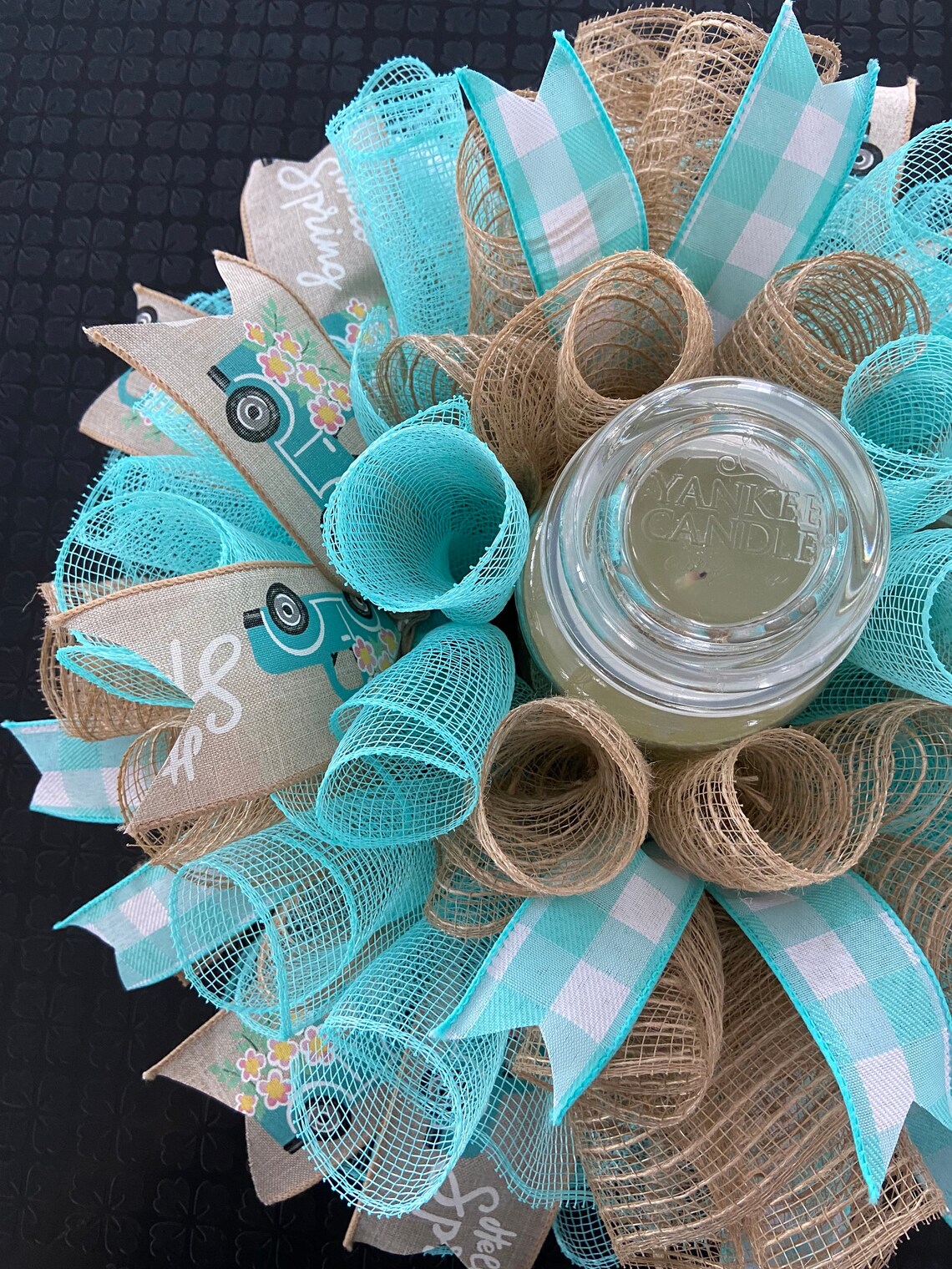 17 Spring Deco Mesh hello Spring Truck Centerpiece / Candle - Etsy