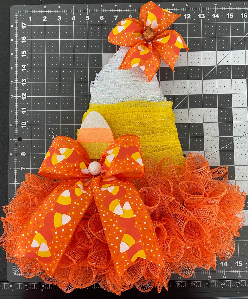18” X 16” Fall Halloween Deco Mesh Candy Corn Witch Hat Door Hanger ...