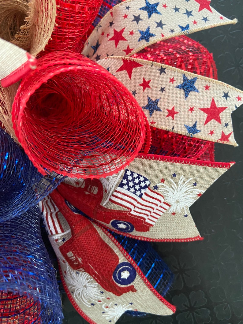 17 Patriotic / 4th of July Deco Mesh Centerpiece / Candle | Etsy