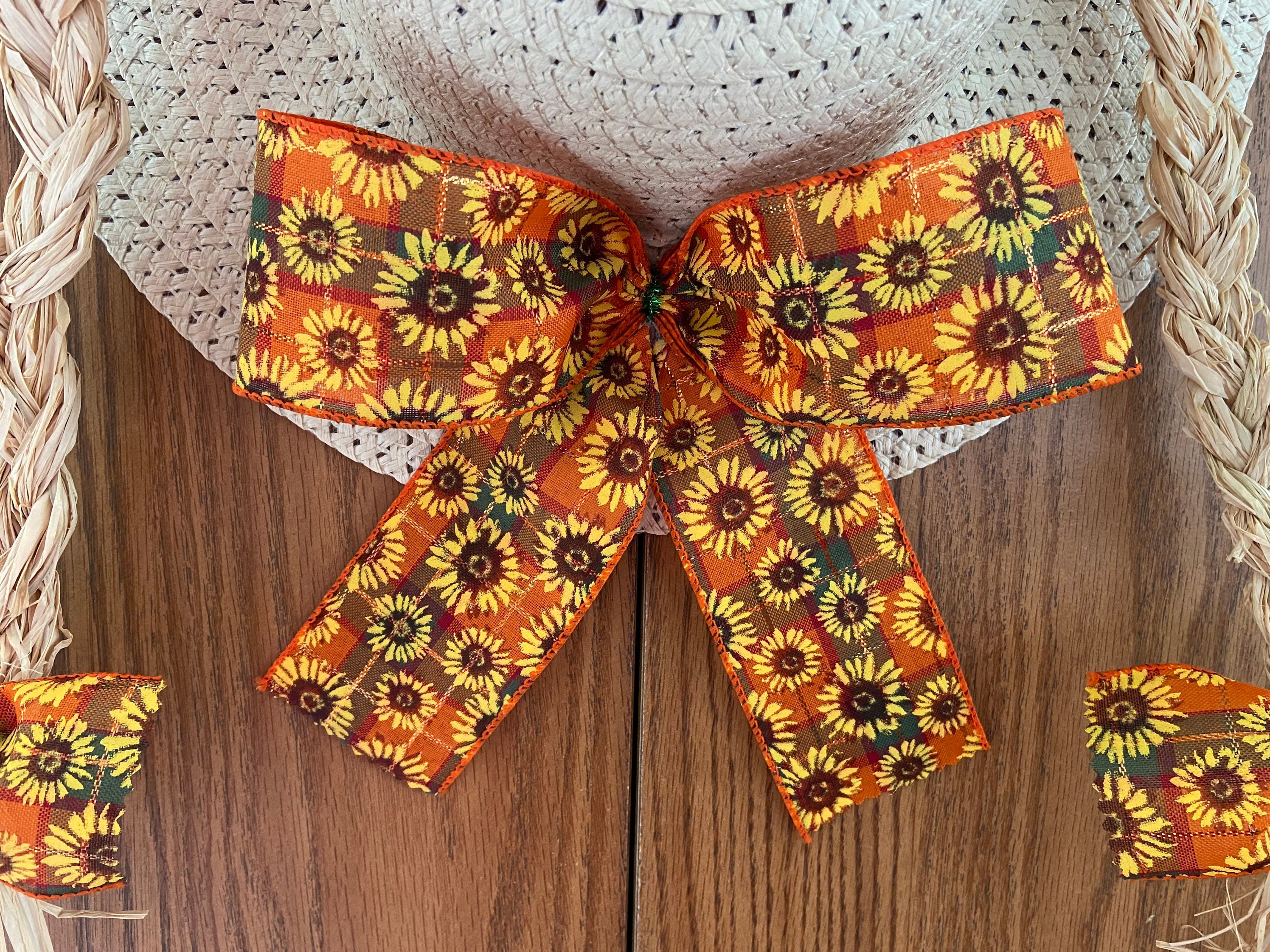 19" X 13" Fall Straw Hat Scarecrow Head W/ Pigtails Door Hanger/ Wreath ...