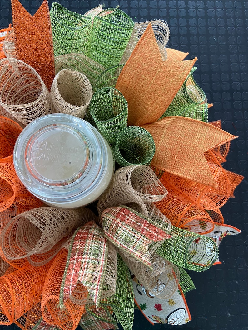 17 Fall Deco Mesh Bicycle Centerpiece / Candle Holder - Etsy