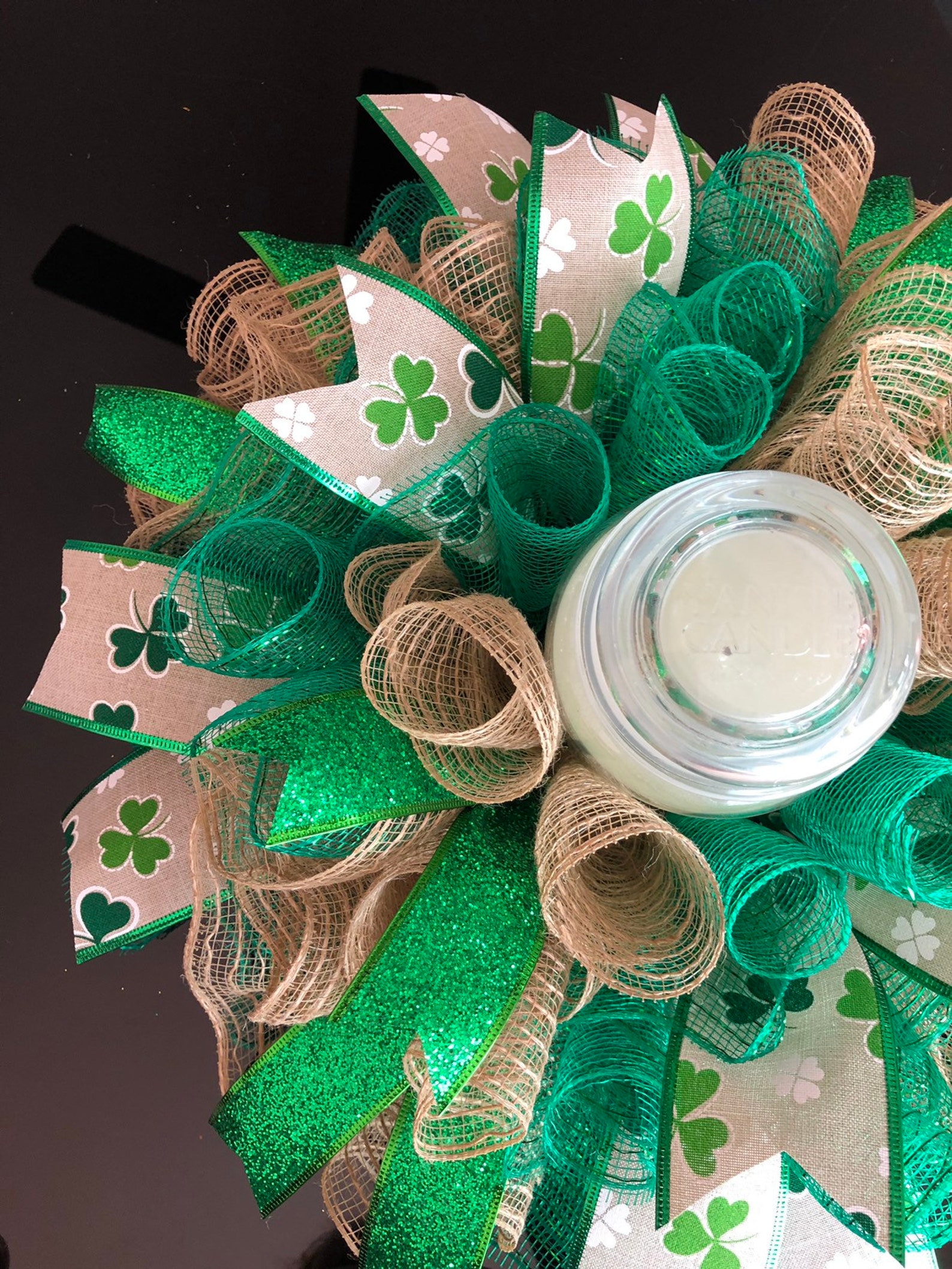 17 St. Patricks Deco Mesh Shamrock Centerpiece/candle - Etsy