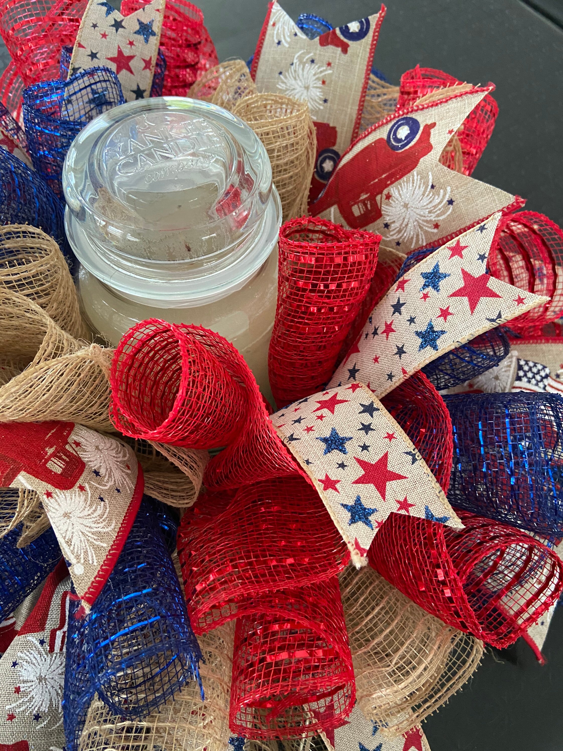 17 Patriotic / 4th of July Deco Mesh Centerpiece / Candle | Etsy