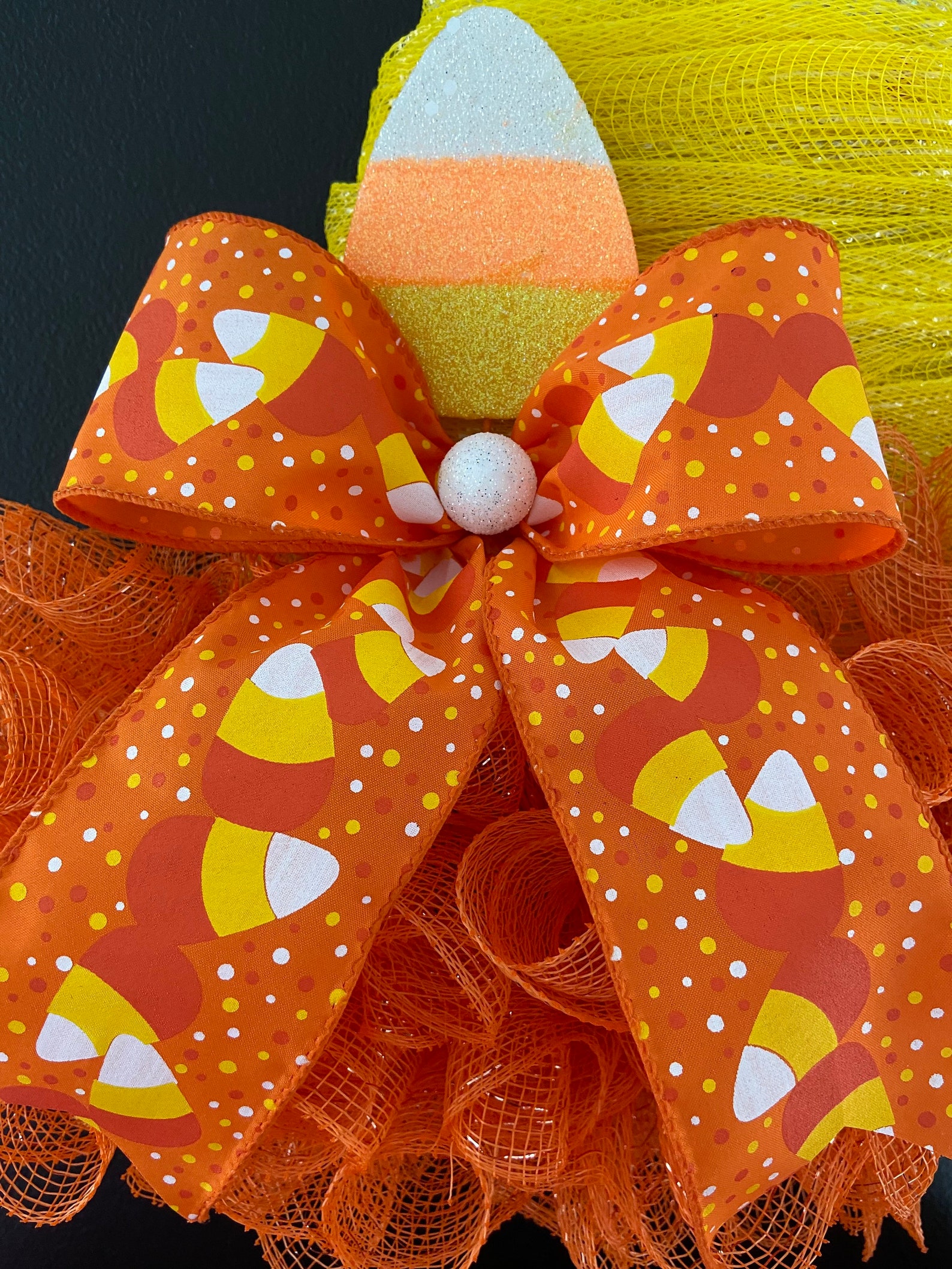 18” X 16” Fall Halloween Deco Mesh Candy Corn Witch Hat Door Hanger ...