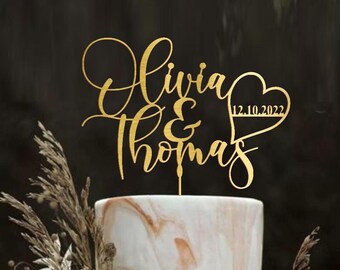 Personalized Names Wedding Cake Topper Custom Calligraphy | Etsy