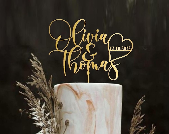 Wedding Cake Topper Personalized Wedding Cake Topper Rose Gold Custom ...