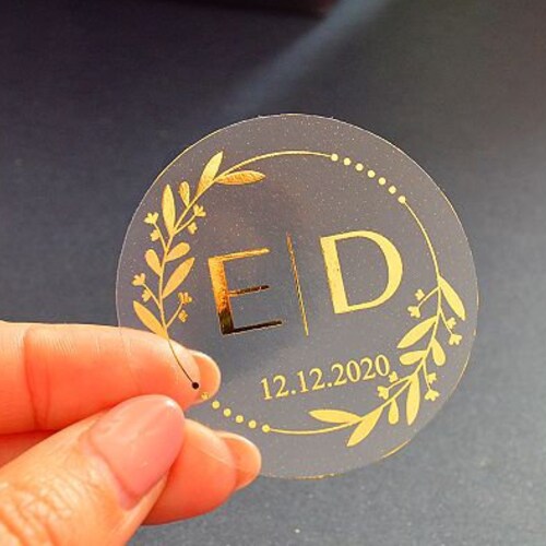 Real Foil Wedding Stickers Monogram for Envelope Clear and - Etsy