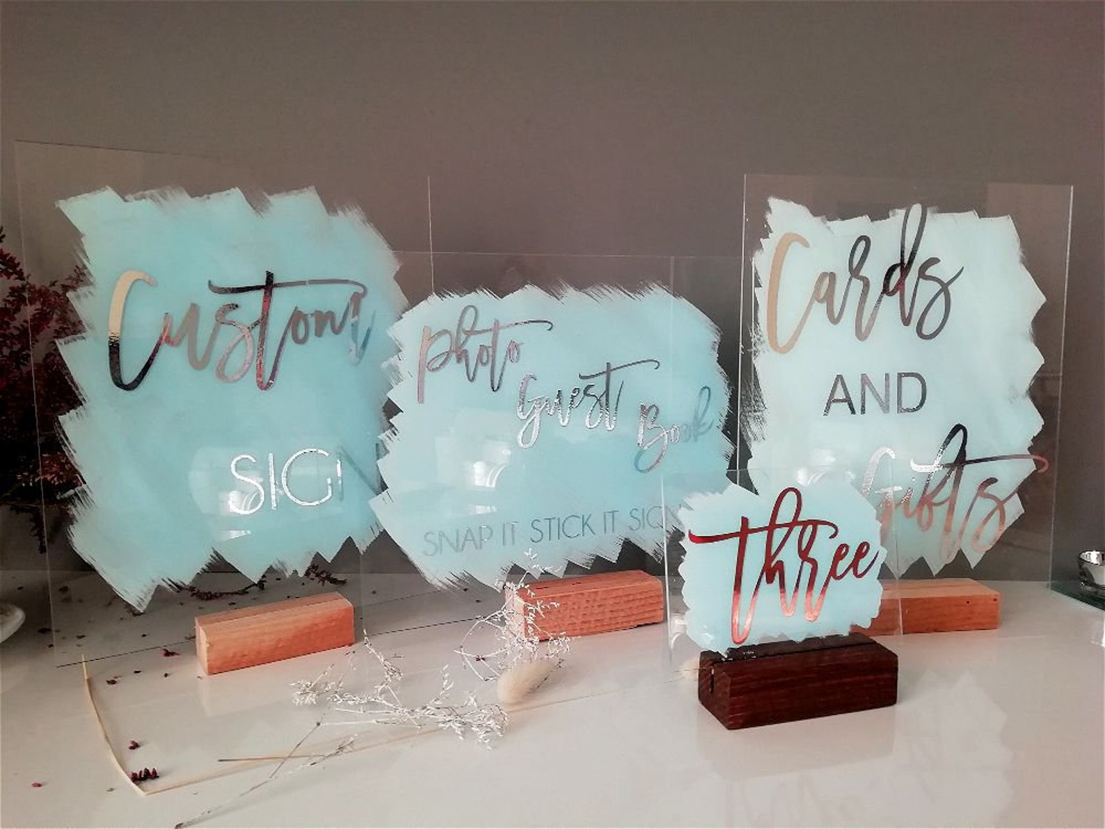Wedding Acrylic Bundle Sign Clear Glass Look Table Signs | Etsy