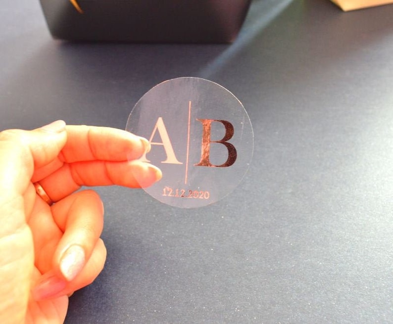 Real Foil Wedding Monogram Stickers For Envelope Clear and | Etsy