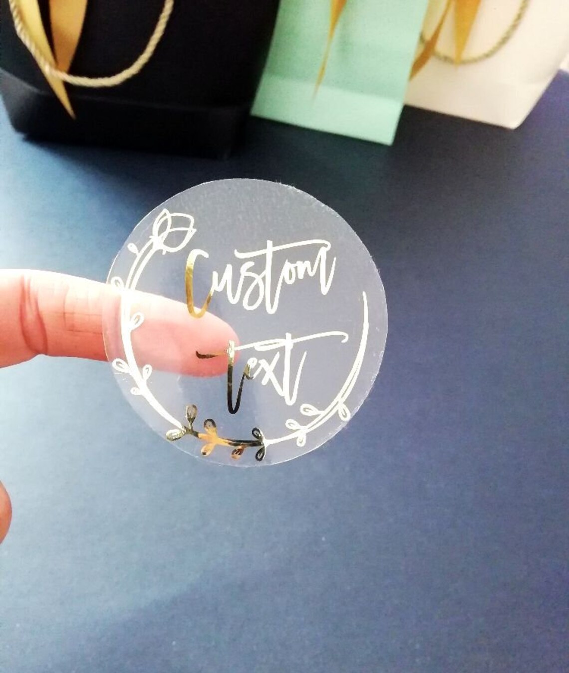 Gold Foil Custom Stickers Clear and White With Business Brand - Etsy