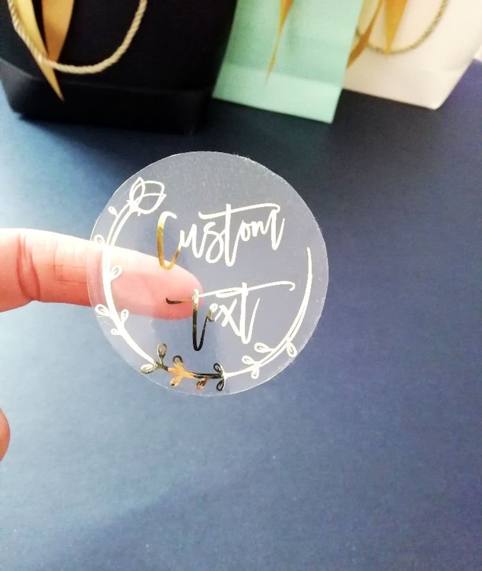 Gold Foil Custom Logo Stickers: Clear or White, Personalized Labels - Etsy