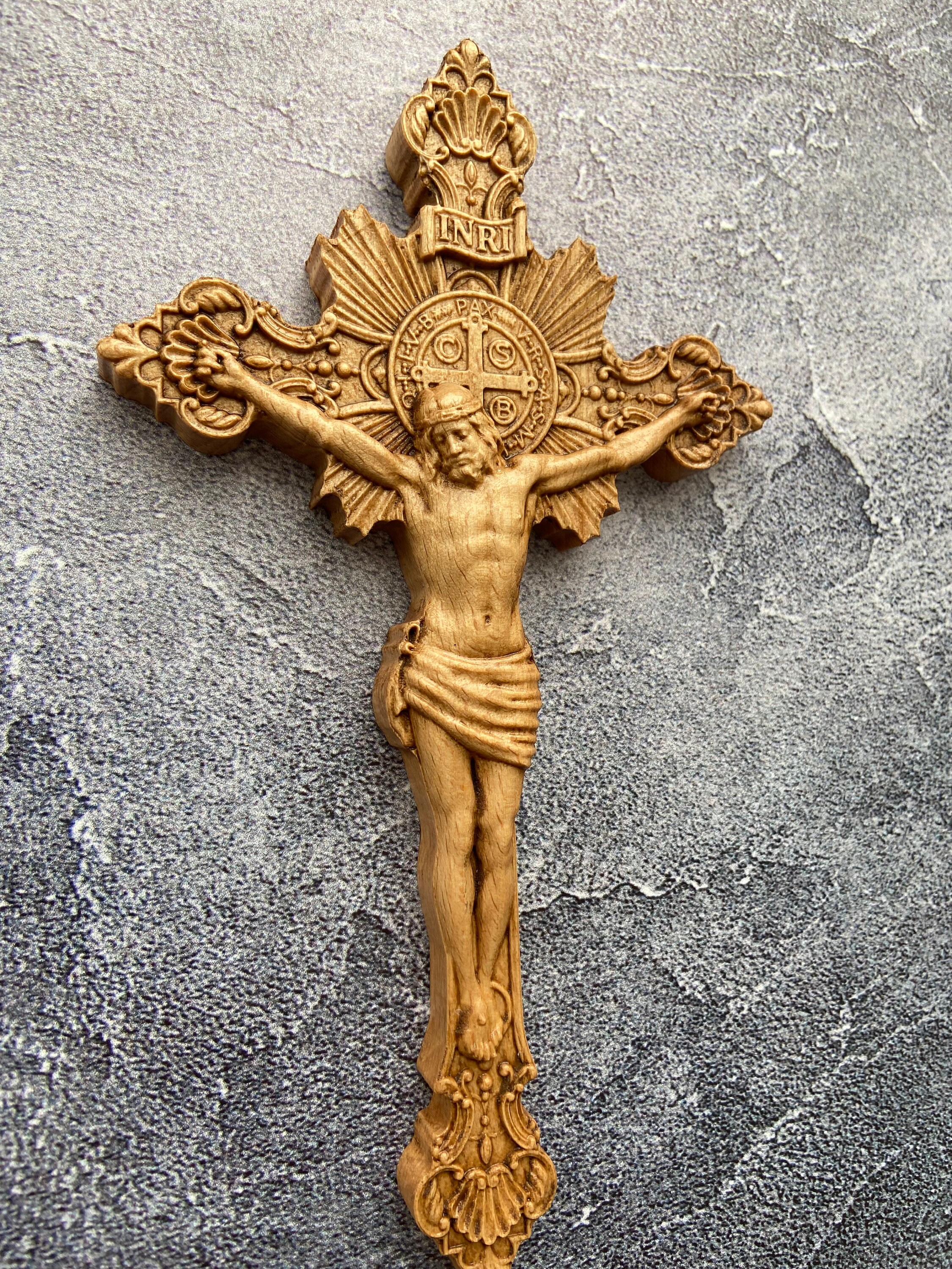 Catholic Cross Wooden Crucifix Carved Religious Home Decor - Etsy