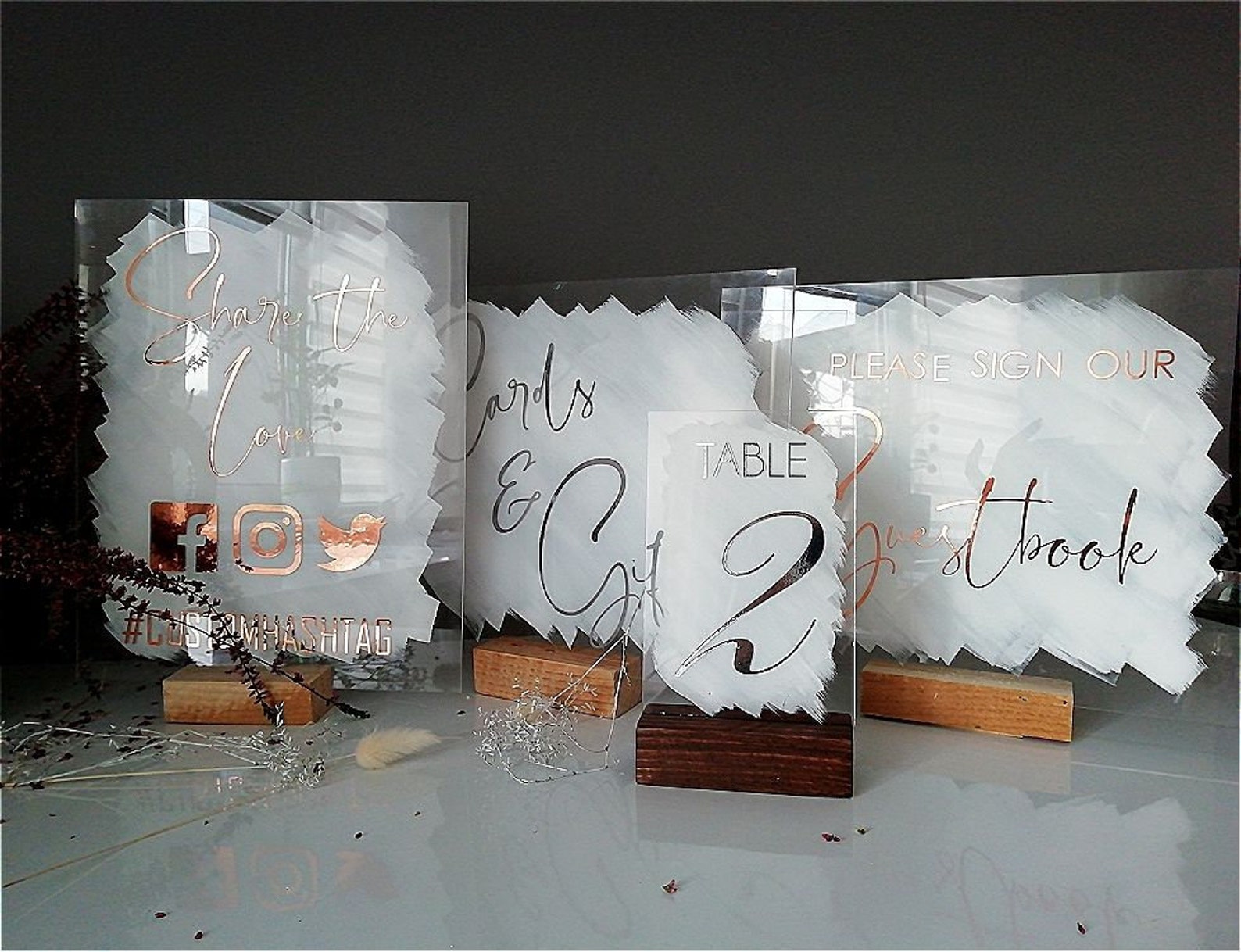 Wedding Bundle Acrylic Table Signs Painted Back Full Package - Etsy