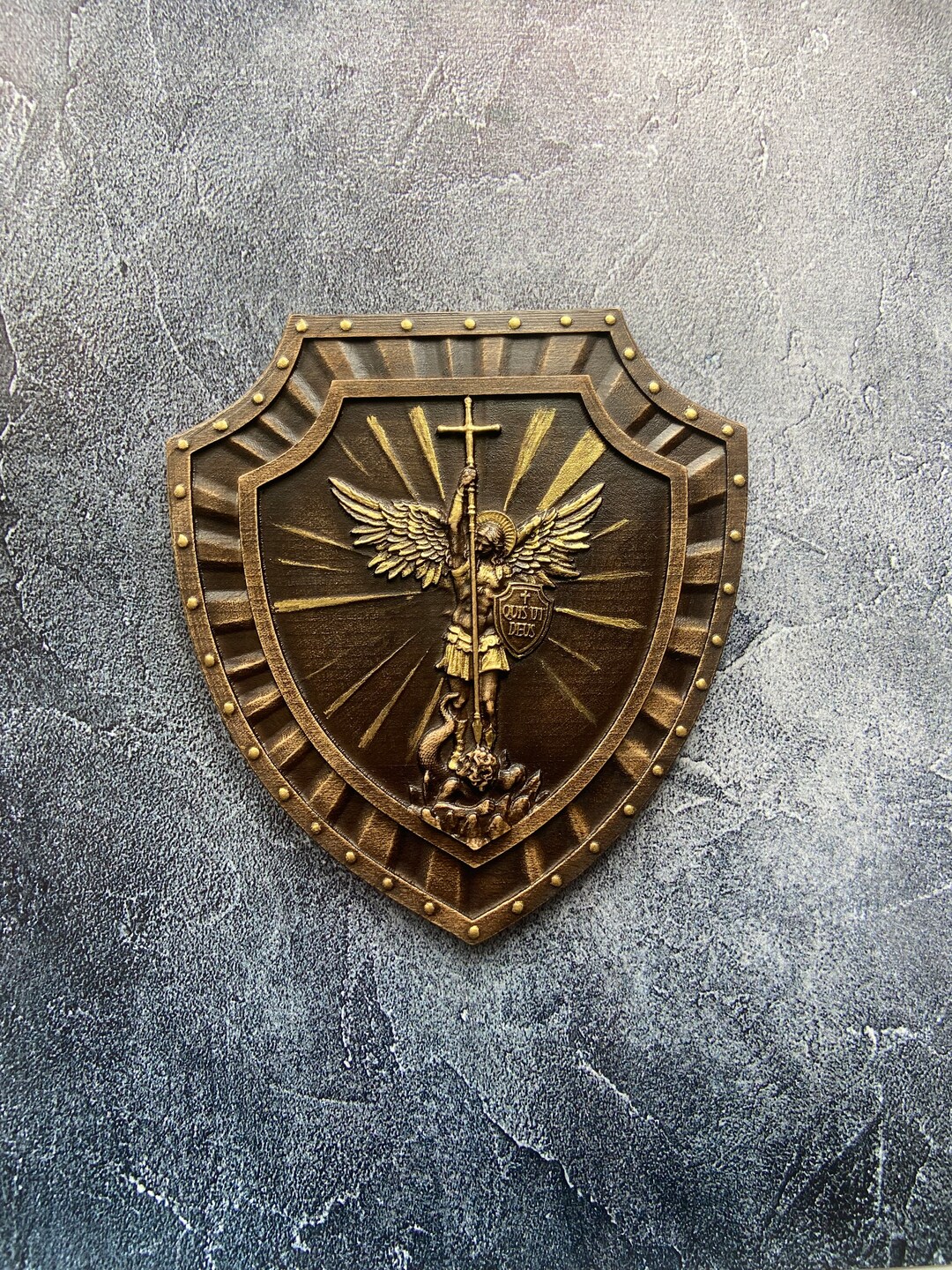 Archangel Michael Wooden Shield Icon - Religious Wall Art, Christian ...