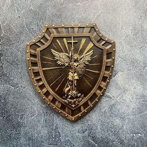 Archangel Michael Wooden Shield Icon - Religious Wall Art, Christian ...